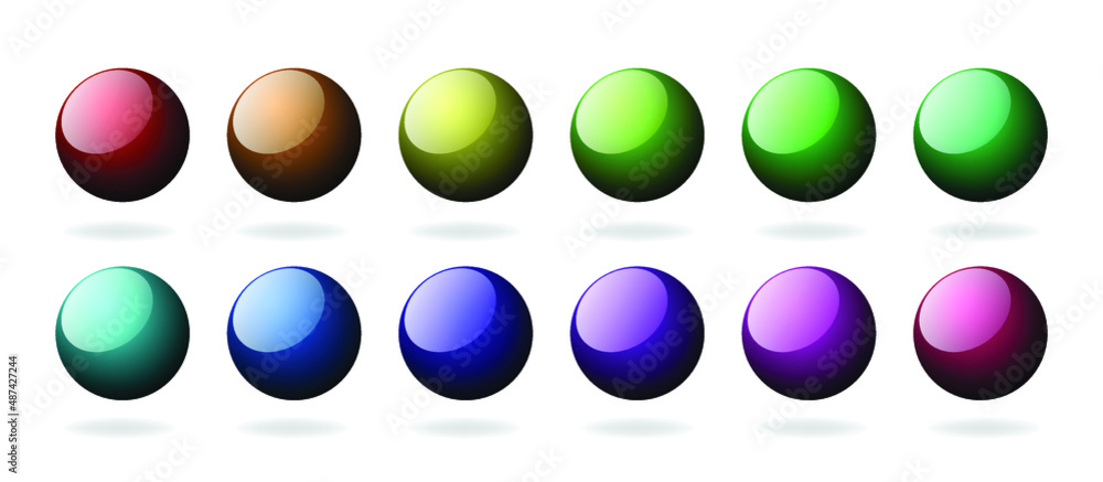 Volumetric multi-colored balls. 3d. Trendy vector template for bullet ...
