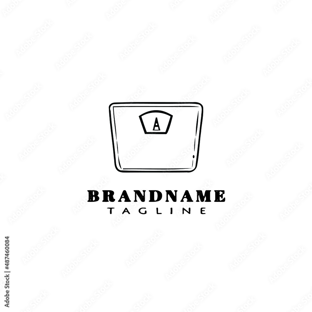 Bathroom weighing scale logo cartoon icon design template black ...