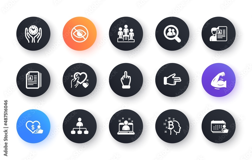 Minimal set of Best manager, Volunteer and Strong arm flat icons for ...