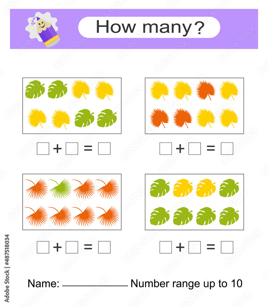 Math game for kids. Preschool worksheet activity. Printable worksheet ...