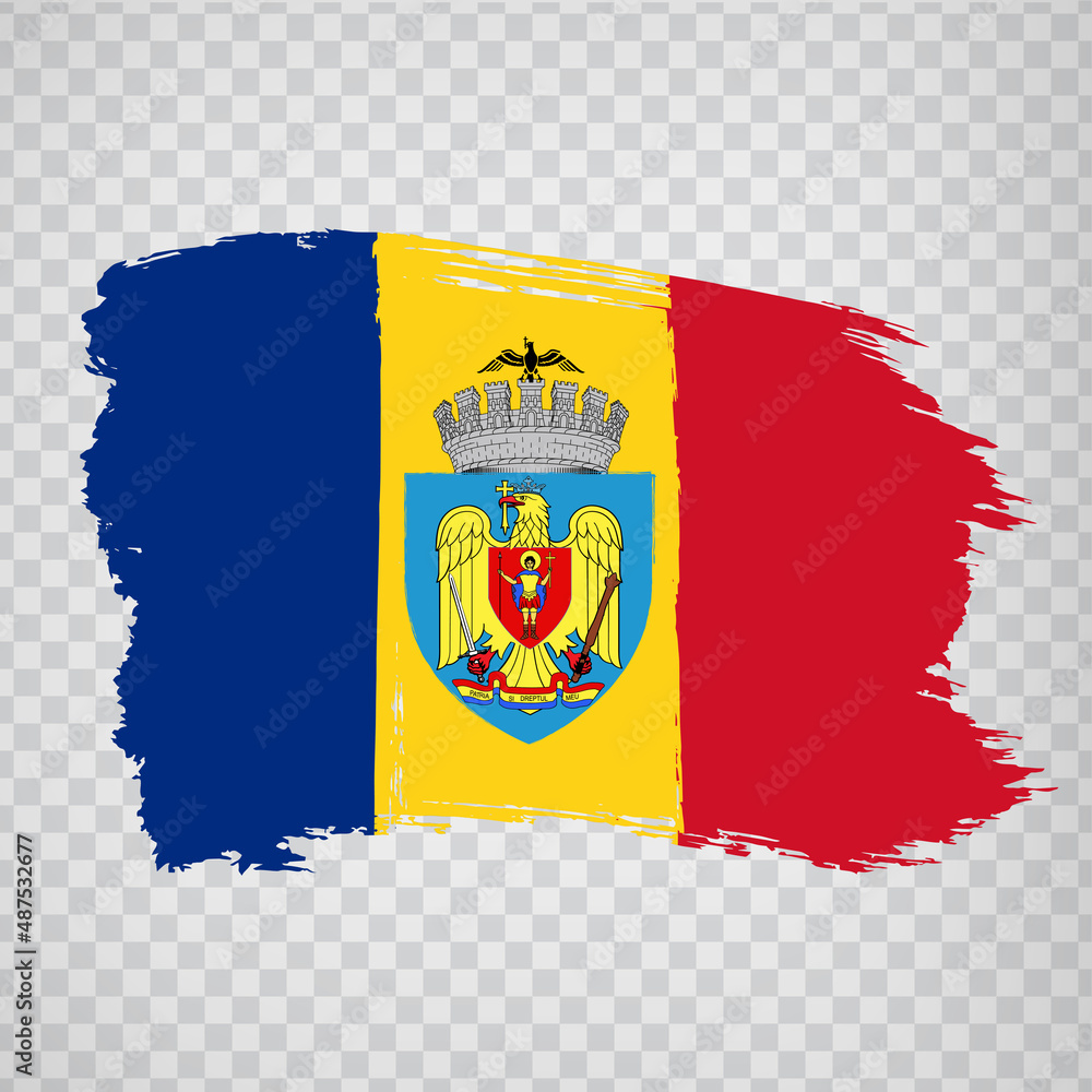 Flag of Bucharest brush strokes. Flag of Bucharest is capital Romania ...
