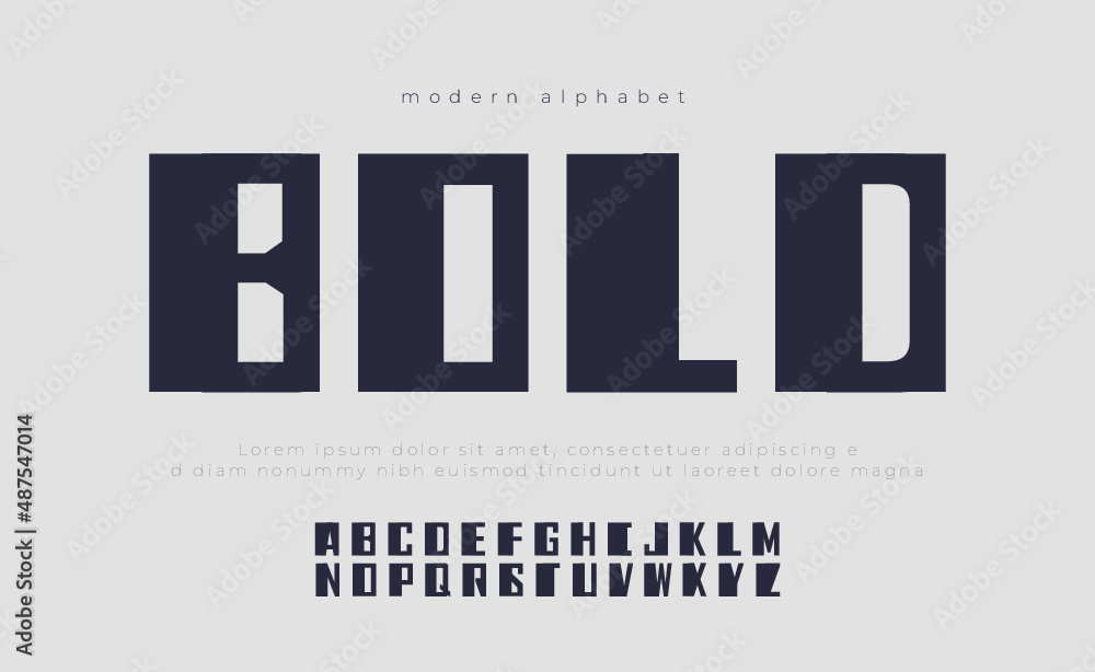 Modern bold block alphabet font. Letters for logo and design typography ...