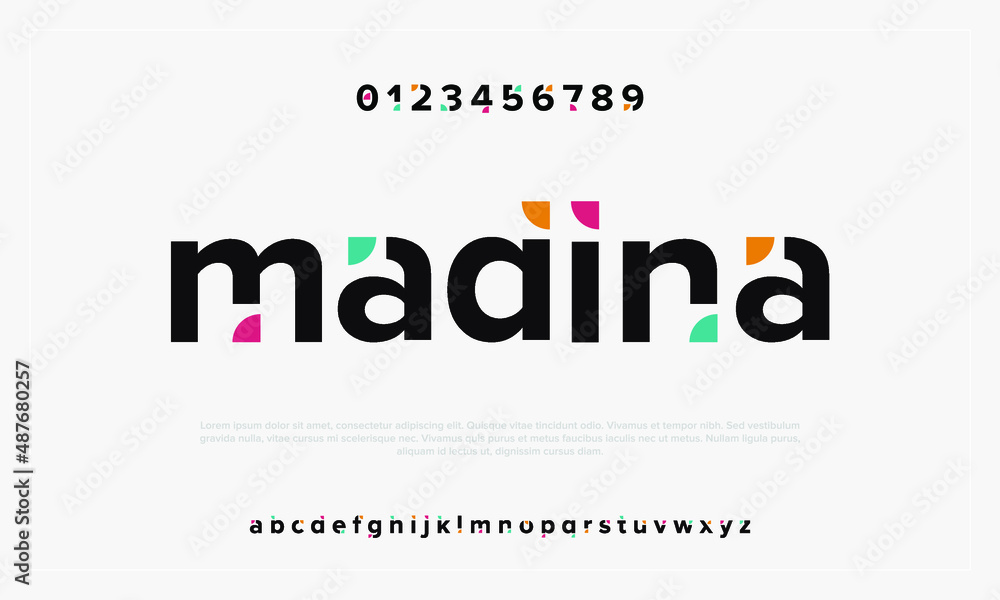 Creative modern urban alphabet font. Digital abstract moslem ...