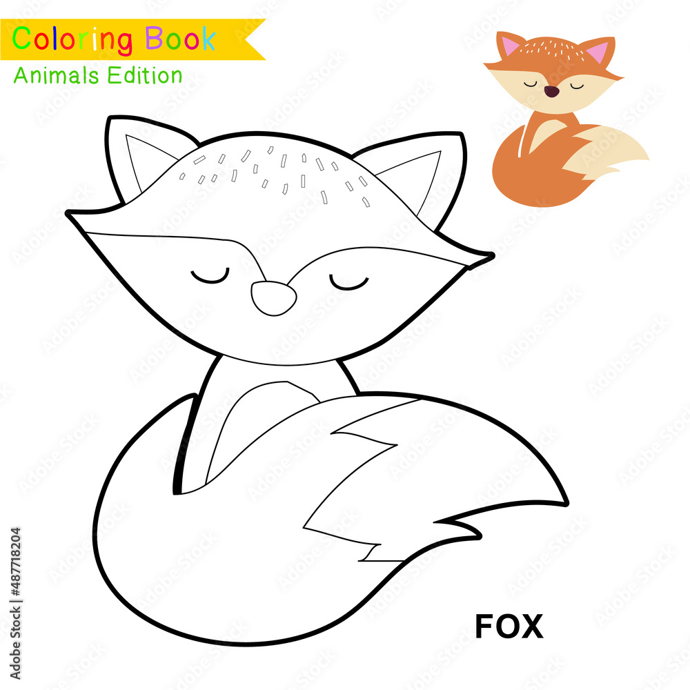 Children coloring page of animal kingdom. Kids art activity page. Funny ...