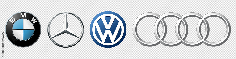 เวกเตอร์ Stock Logo of cars brand set: Volkswagen, bmw, mercedes, audi ...