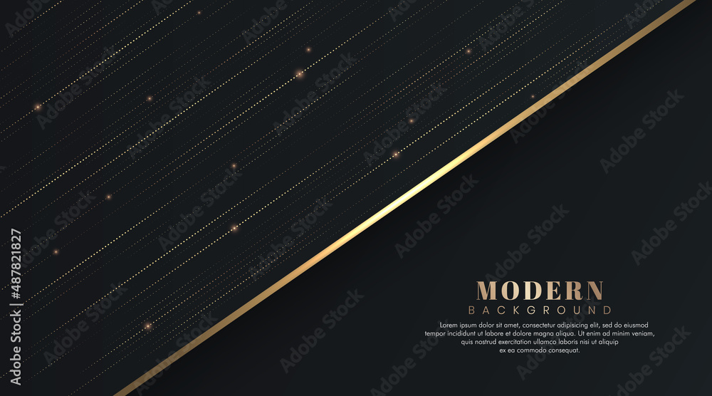 Modern luxury abstract gold lines on black background. Simple glitter ...