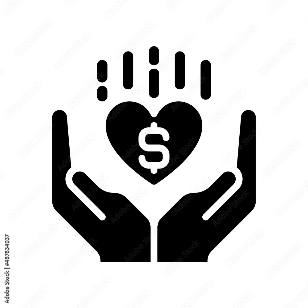 Philanthropy black glyph icon. Philanthropic organization. Improve ...