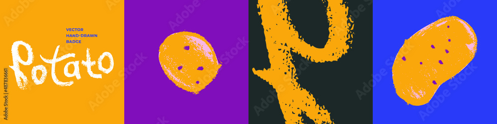 Vector potatoes icon isolated. Hand drawn vegetable potato drawing ...