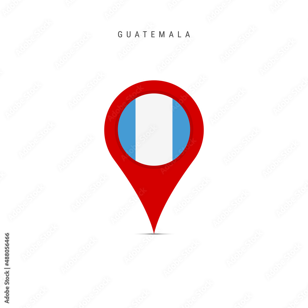Teardrop map marker with flag of Guatemala. Guatemalan flag inserted in the location map pin ...