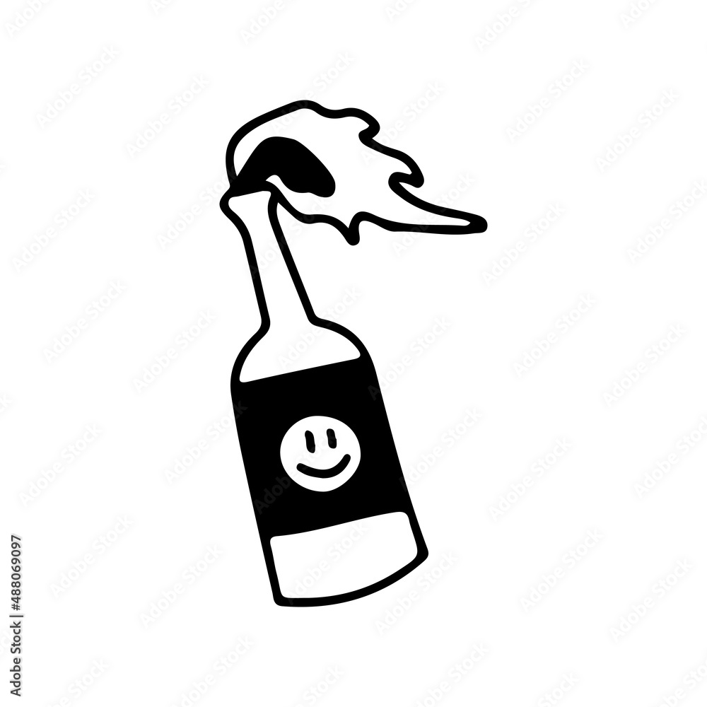 Molotov cocktails with smile emoji, illustration for t-shirt, sticker ...
