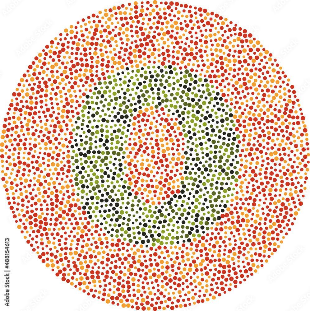 Lowercase letter o red and green color blindness test card Stock Vector ...