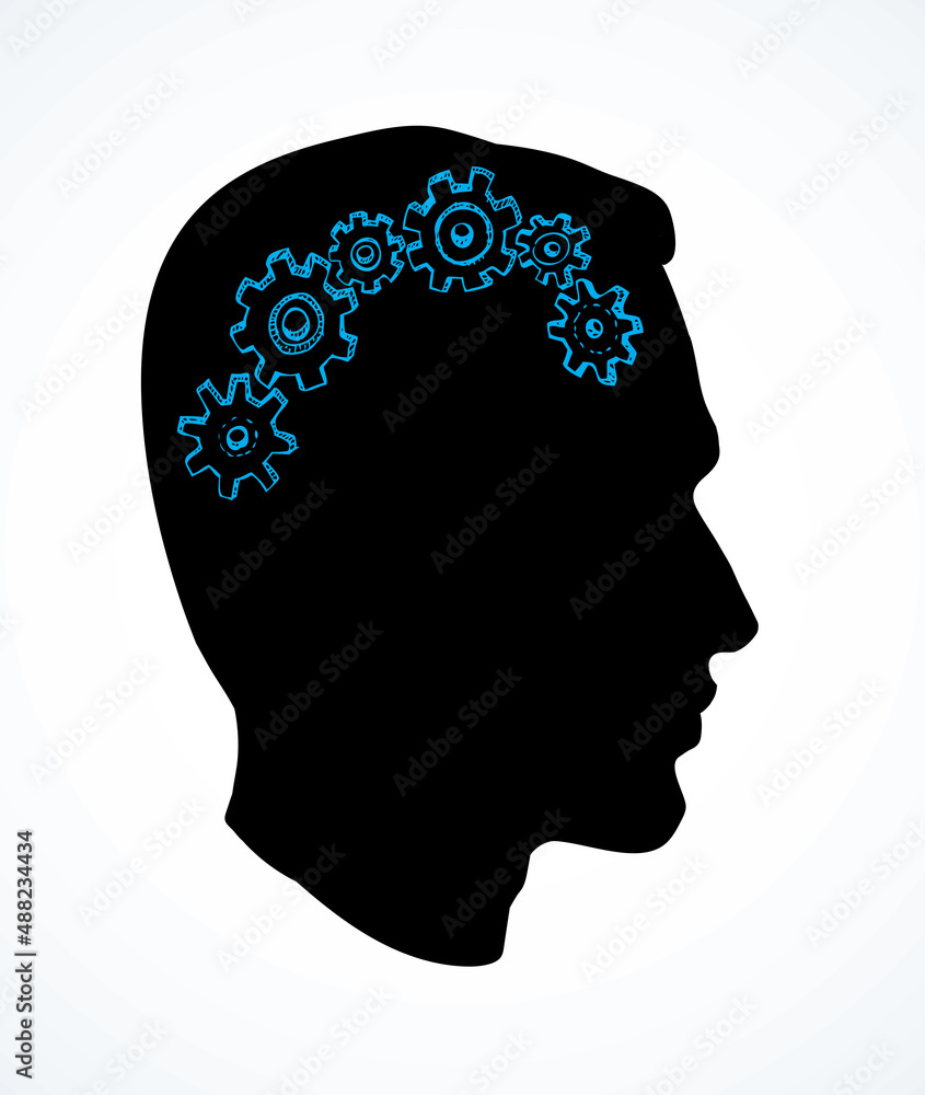 Profile of a handsome thinking man. Vector drawing Stock Vector | Adobe ...