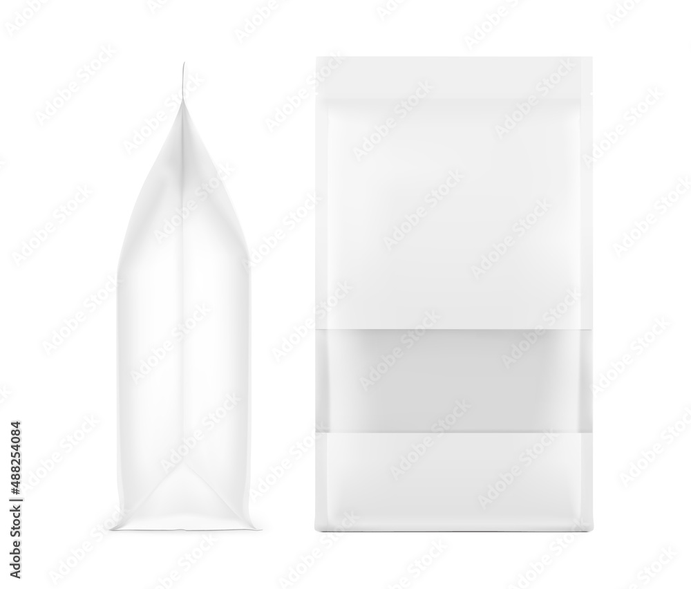 Stand bag with transparent window mockup on white background. With the ...
