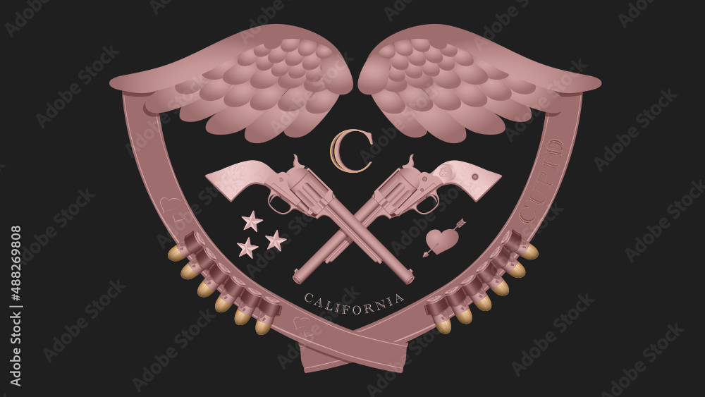 Cupid logo reimagines Cupid as a west coast outlaw with six guns and ...