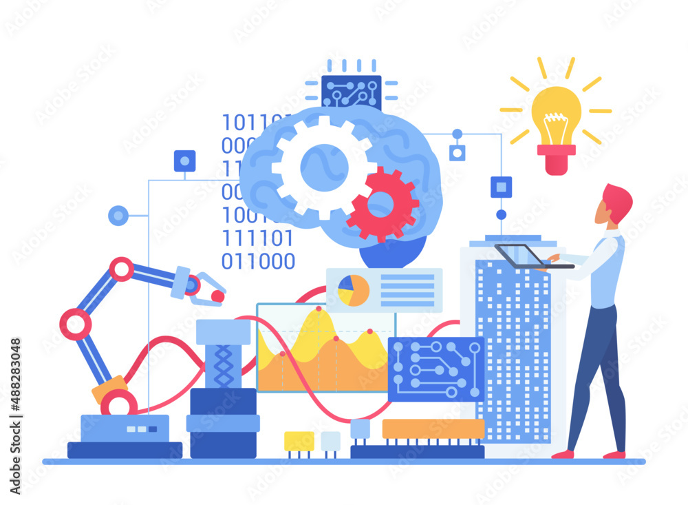 Artificial Intelligence Machine Learning System Automatically Computer Algorithms Working