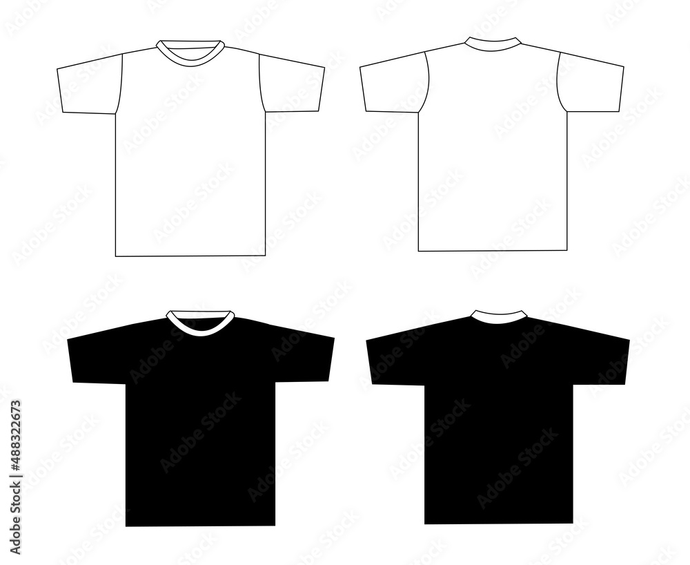 Blank t-shirt template. Front and back Stock Vector | Adobe Stock