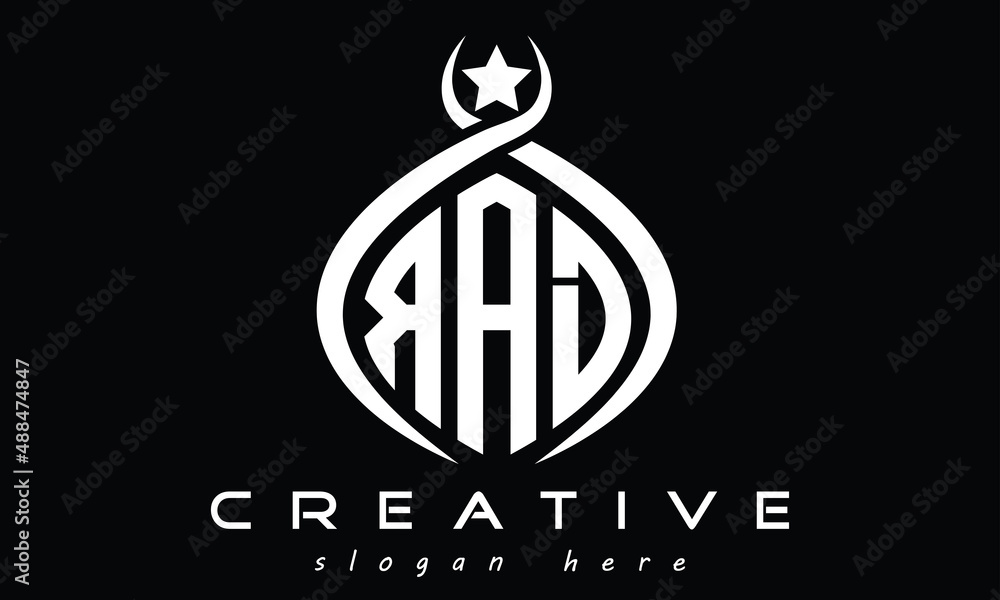 RAD three letters monogram curved initial logo design, geometric oval ...
