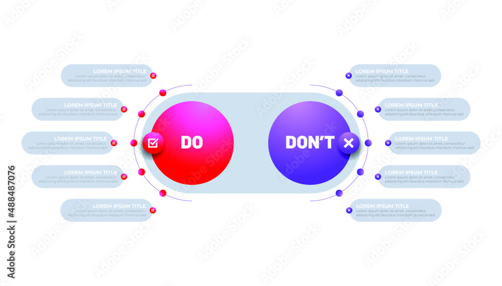 Circle Round Dos and Don'ts, Pro and Cons, VS, Versus Comparison Infographic Design Template ...