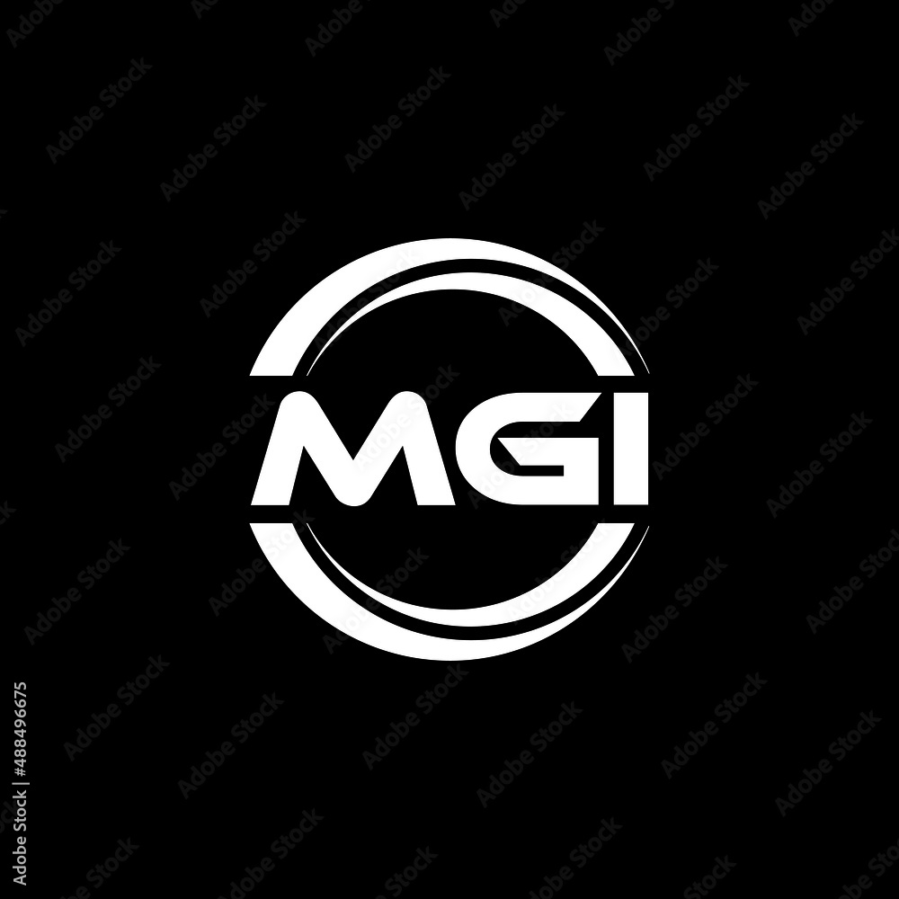 MGI letter logo design with black background in illustrator, vector ...