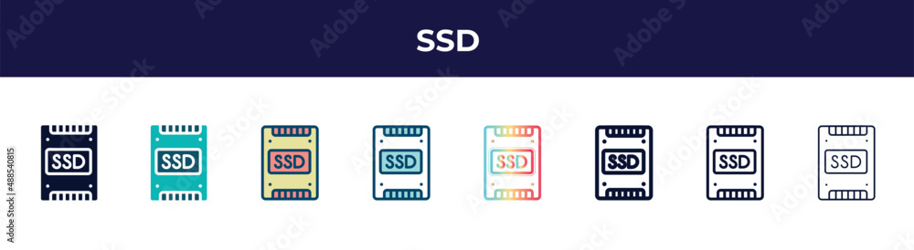 ssd icon in 8 styles. line, filled, glyph, thin outline, colorful ...