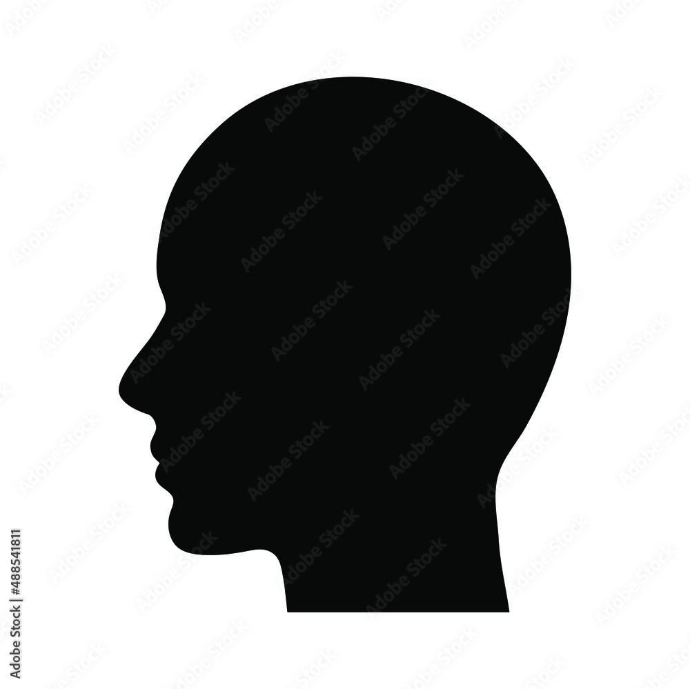 Human head profile black shadow silhouette vector illustration isolated ...