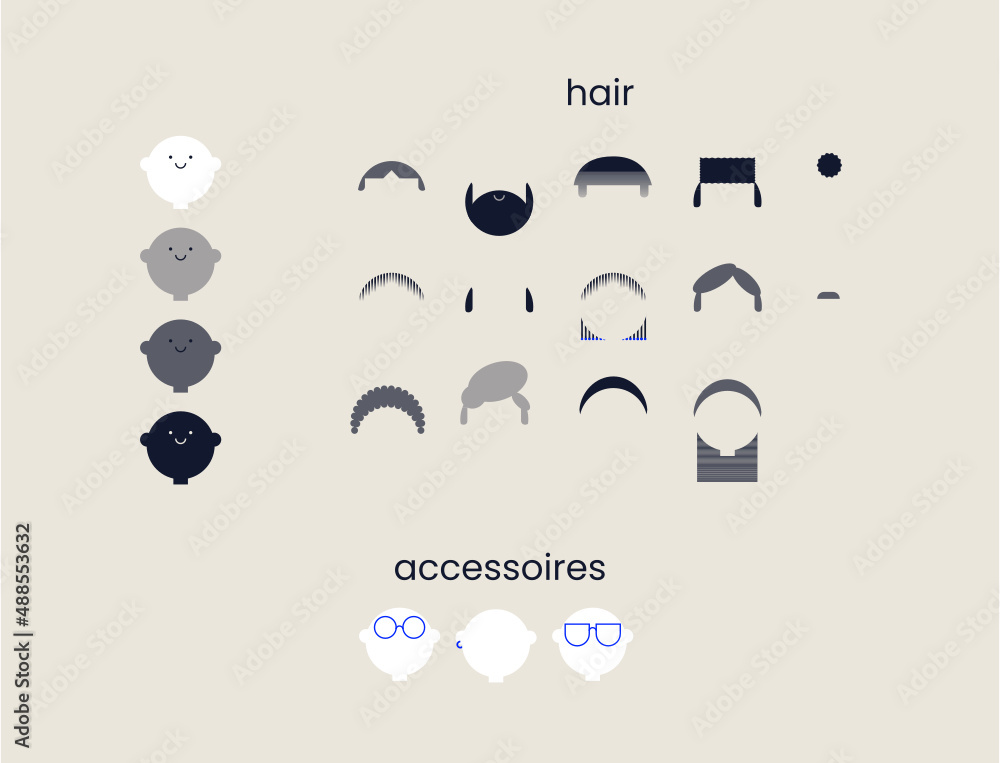 Handsome men faces and hairstyles heads vector illustrations set ...