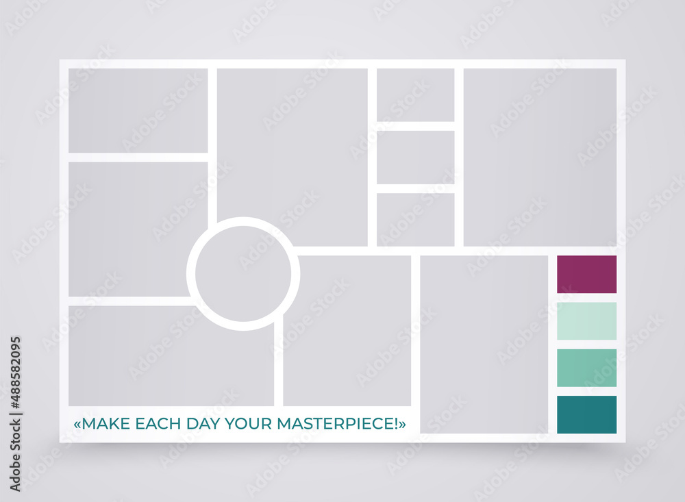 Photo collage template. Moodboard layout. Pictures grid. Banner with ...