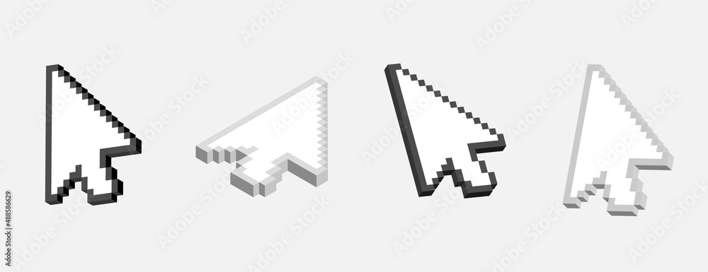 3d Computer Mouse click cursor. Mouse pointers set. Black vector icons ...