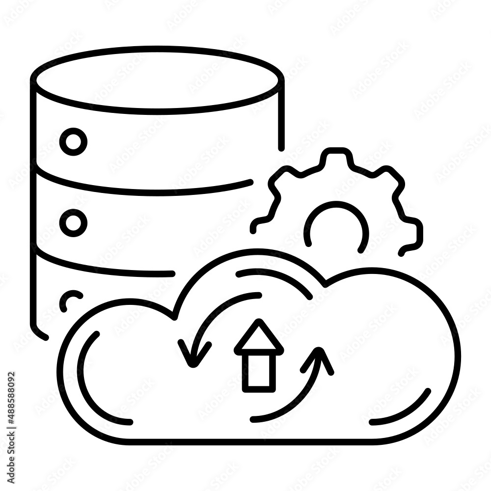 cloud-based data warehouse Concept, database stored as a managed service Vector Icon Design ...