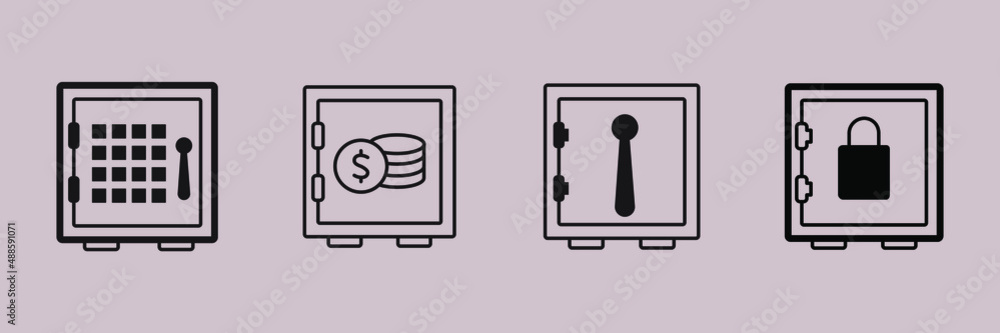 Bank vault icons symbol vector elements for infographic web Stock ...