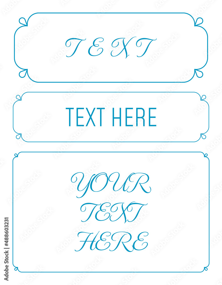 Vector blue border frames, plaques, doorplates, nameplates, signboards ...