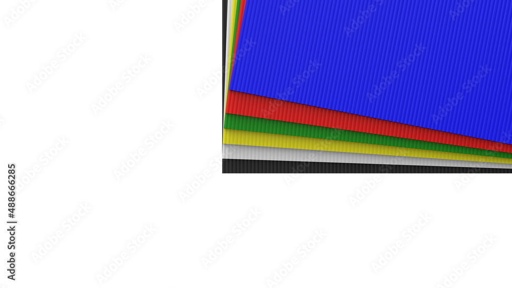 Close up 3d render illustration of different colored industry standard ...