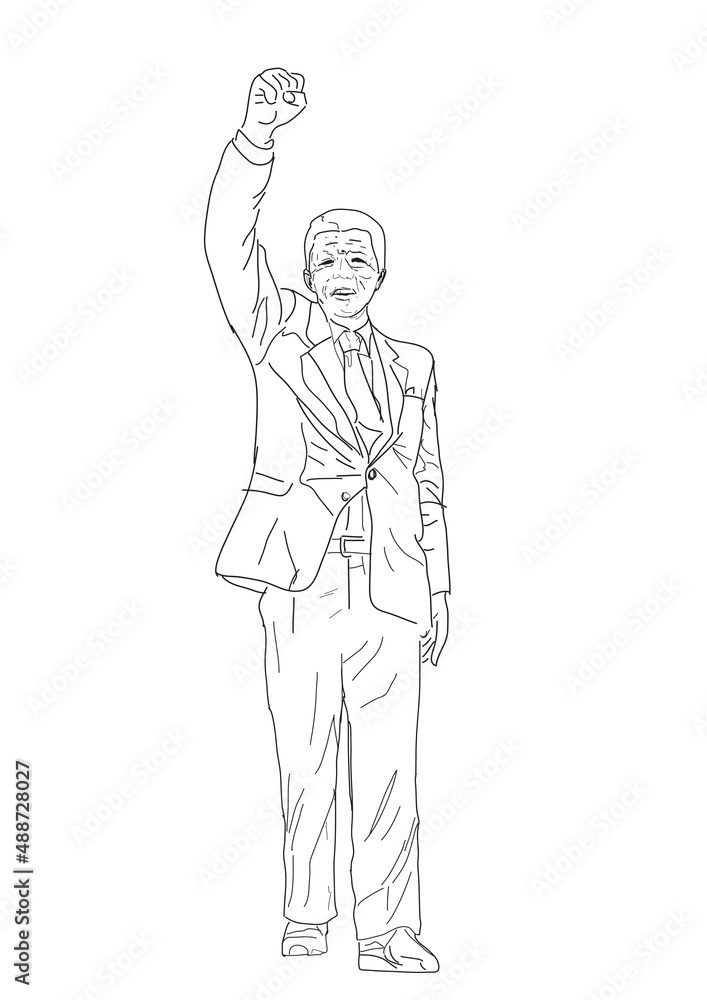 Vector line drawing of Nelson Mandela Stock Vector | Adobe Stock