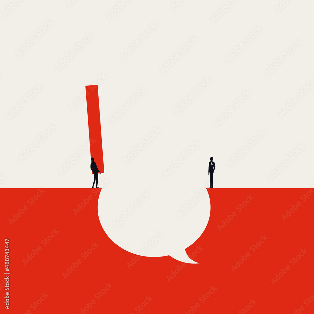 Business communication building bridge vector concept. Symbol of ...