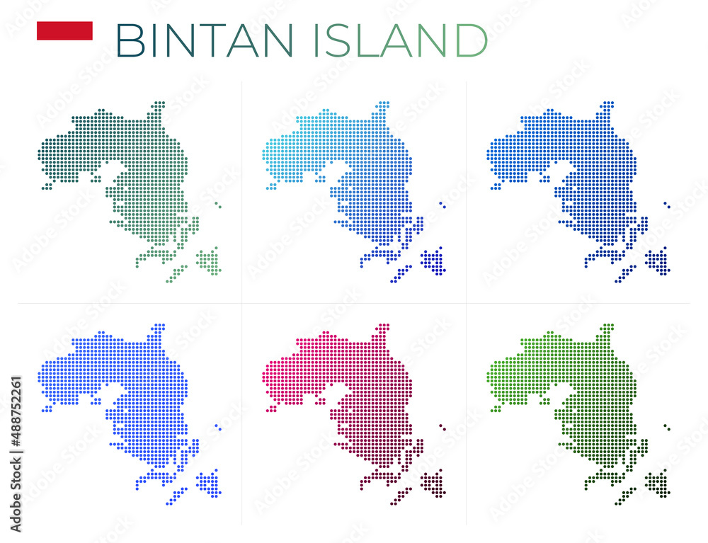 Bintan Island dotted map set. Map of Bintan Island in dotted style ...