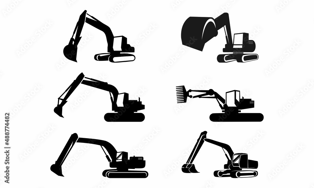 Heavy equipment set illustration vector logo Stock Vector | Adobe Stock