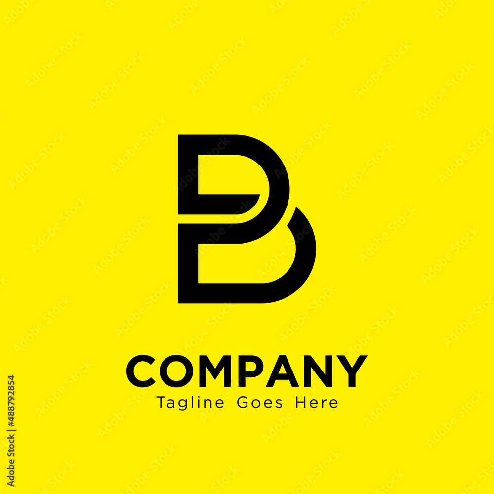 Simple Letter B Logo Design Isolated on Yellow Background, Modern B ...