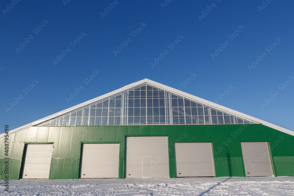 Industrial building of a farm. Hangar. Hangar from sandwich panels ...