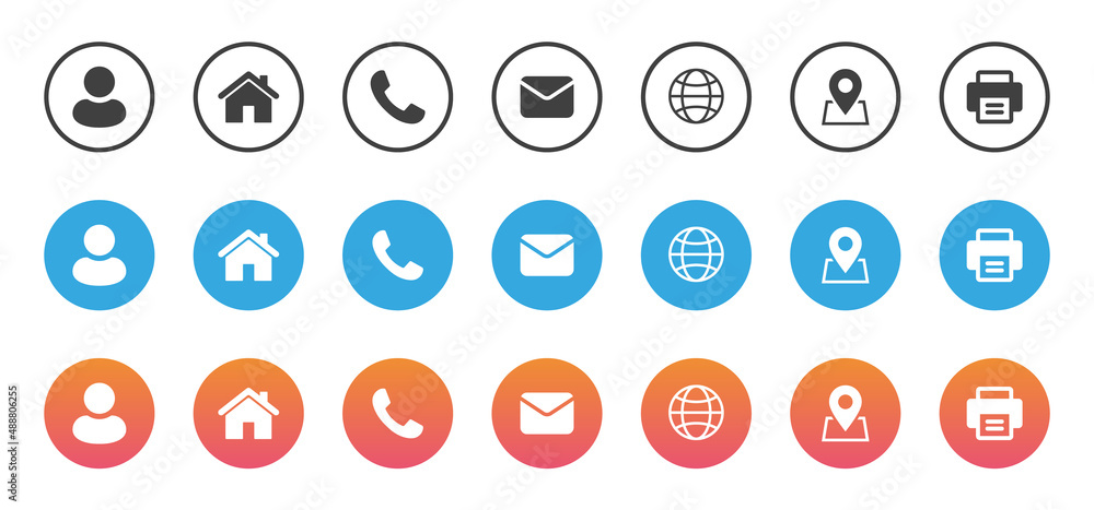 Vector de Stock Website contact icons . web contacts icons . business ...