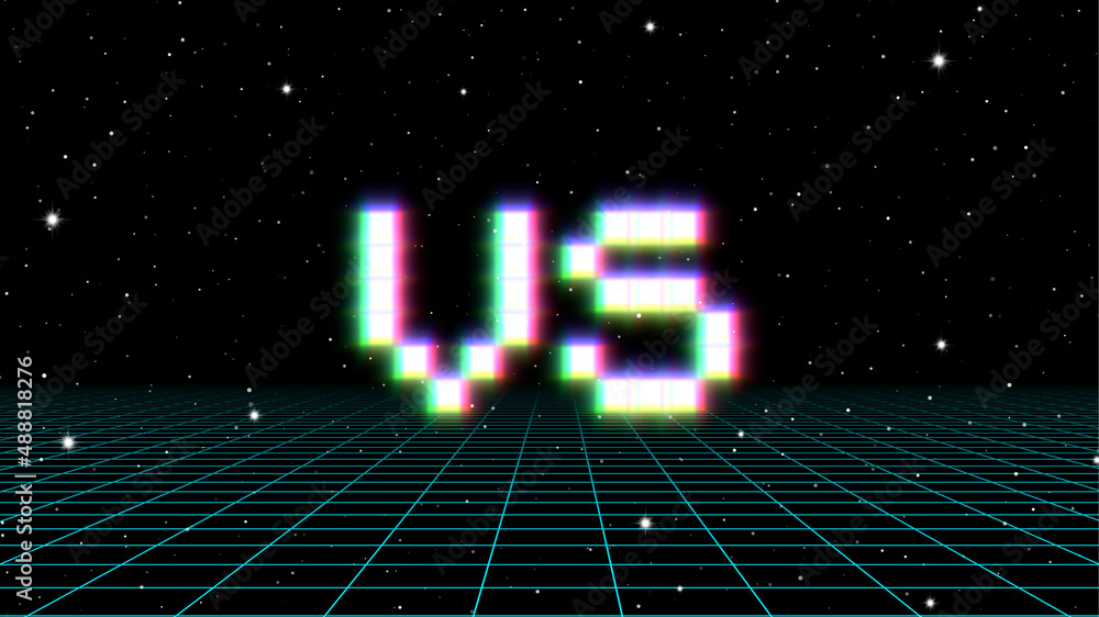 Versus sign with arcade game style with pixel letters over synthwave ...