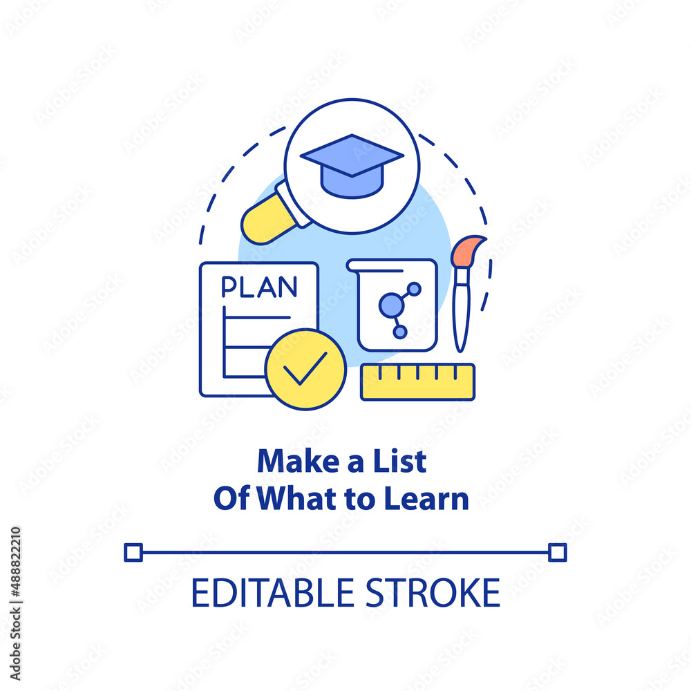 Make list of what to learn concept icon. Adopting lifelong learning ...