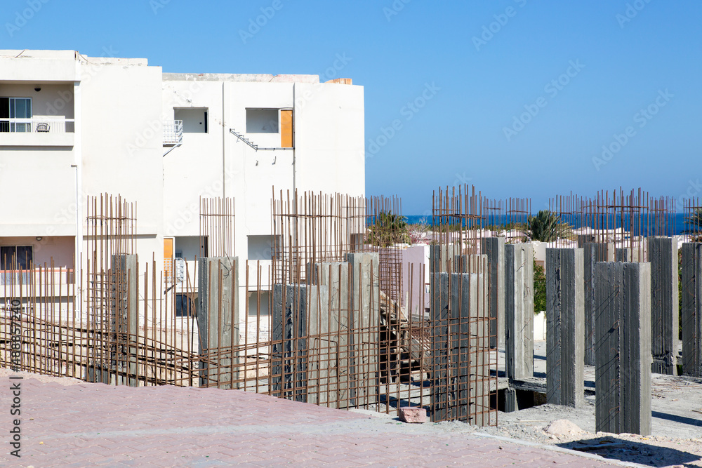 Reinforced concrete poles, reinforcement, building construction Stock ...