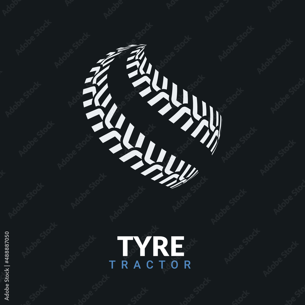 Tire logo tractor design. Tyre track wheel race service sign background ...