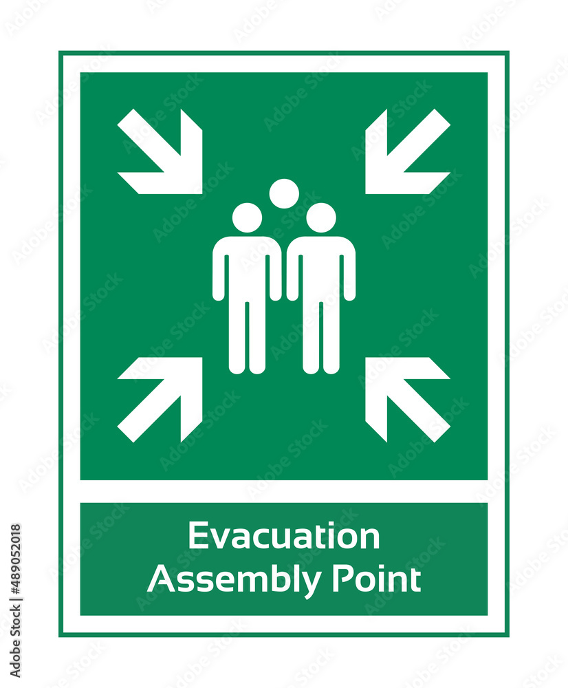 Evacuation Assembly Point. Safe Condition Sign. ISO 7010 Sign. Safety ...