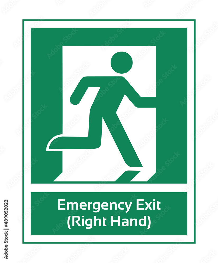 Emergency Exit Right Hand. Safe Condition Sign. ISO 7010 Sign. Safety ...