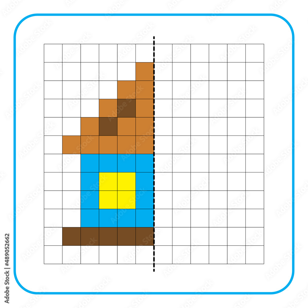 Picture reflection educational game for children. Learn to complete ...