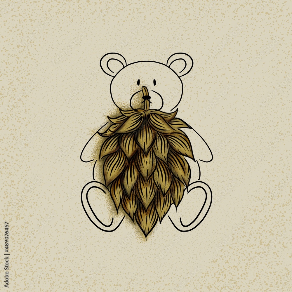 Beer animal illustration of teddy bear and hop Stock Illustration ...