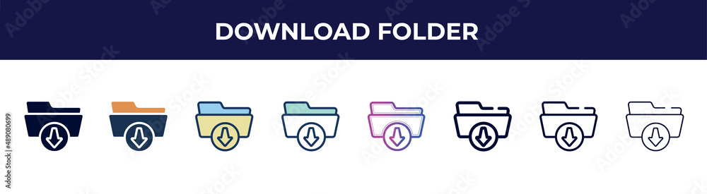 download folder icon in 8 styles. line, filled, glyph, thin outline ...