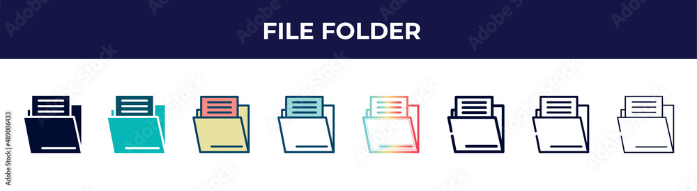 file folder icon in 8 styles. line, filled, glyph, thin outline ...