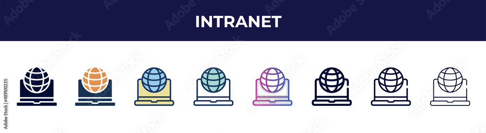 intranet icon in 8 styles. line, filled, glyph, thin outline, colorful ...